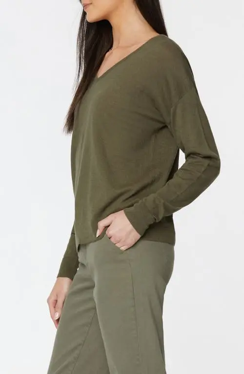 NYDJ Double V-neck Linen-blend Sweater