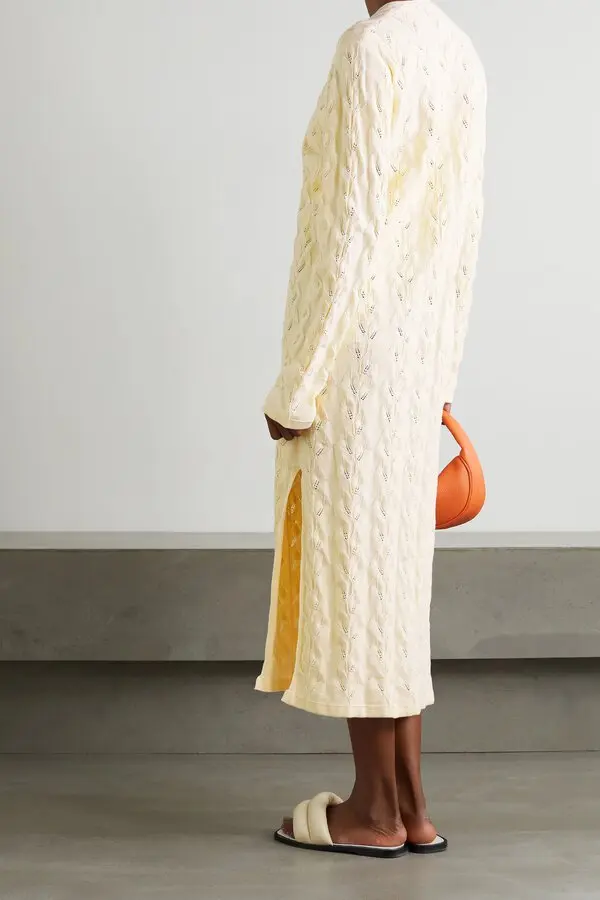 HOLZWEILER Nim Pointelle-knit Cotton Midi Dress