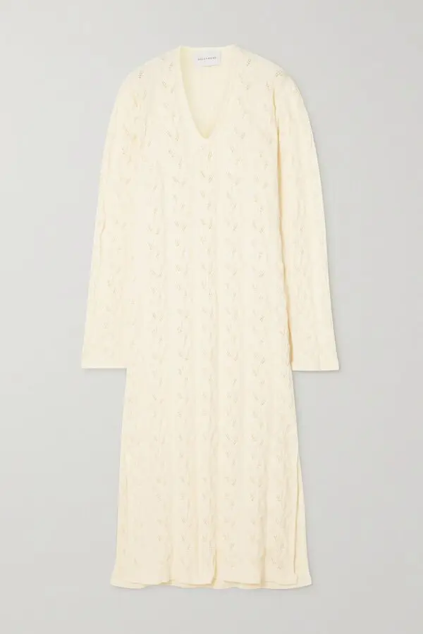 HOLZWEILER Nim Pointelle-knit Cotton Midi Dress