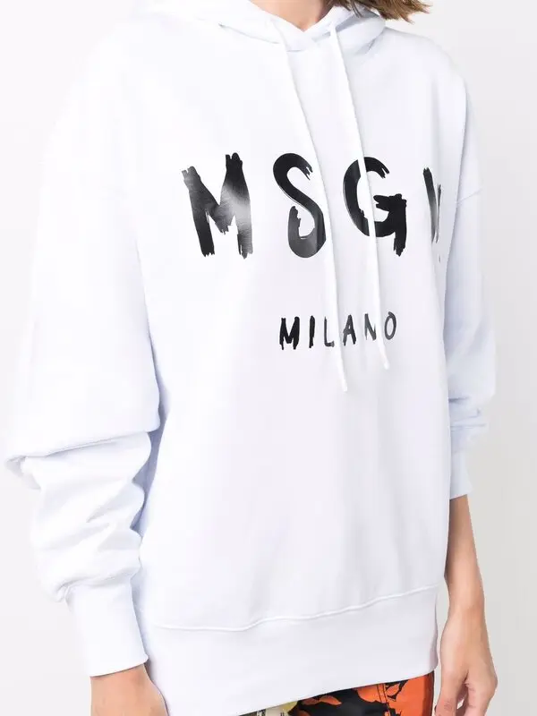 MSGM Logo-print Cotton Hoodie - White