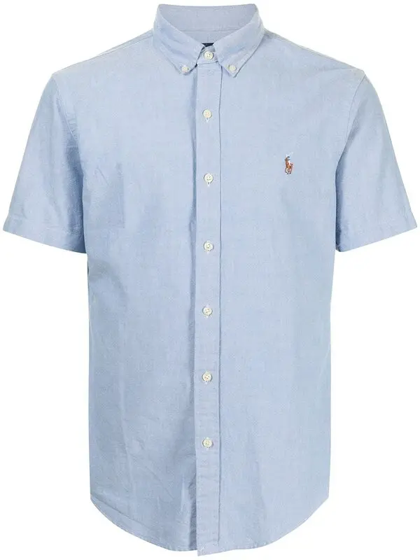 Ralph Lauren Logo-embroidered Oxford Short-sleeve Shirt - Blue