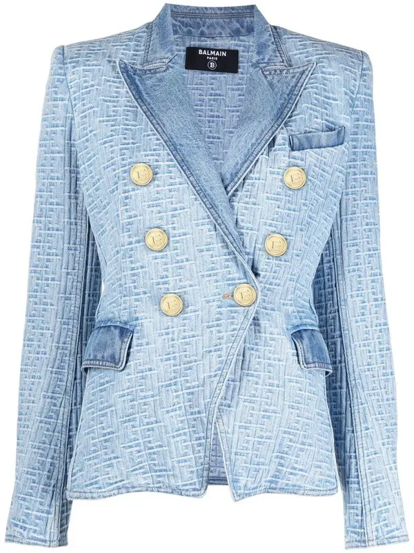 Balmain Logo-print Denim Blazer