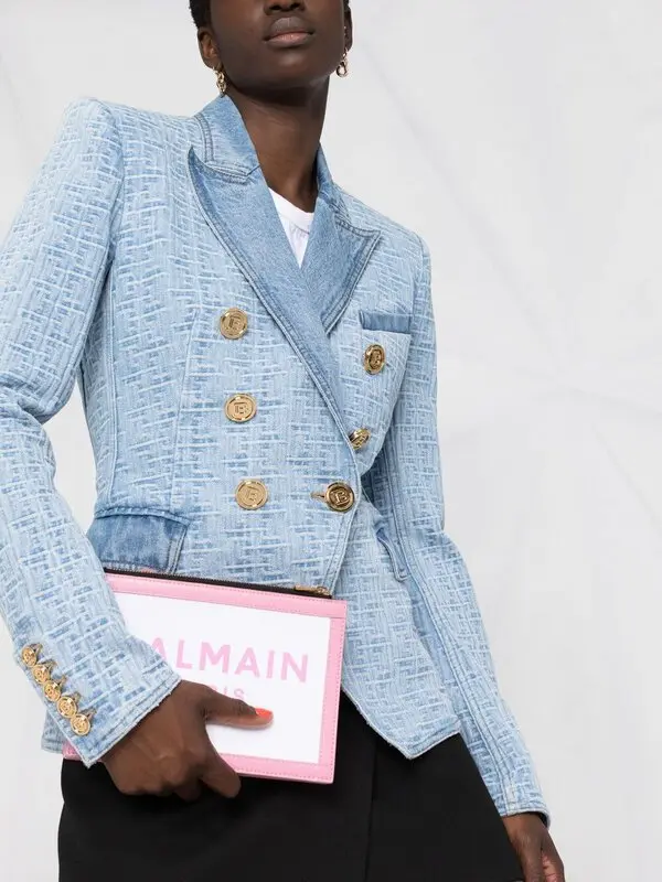 Balmain Logo-print Denim Blazer