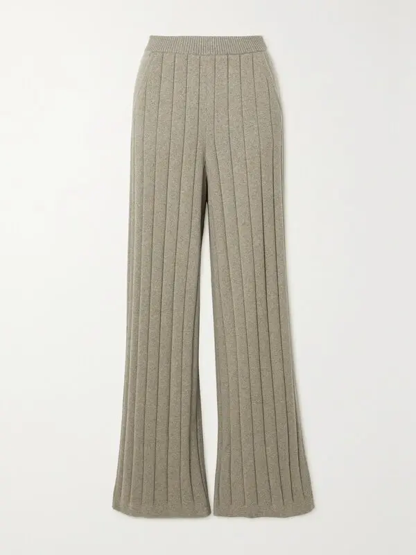 Loro Piana Ribbed Cashmere Wide-leg Pants - Brown