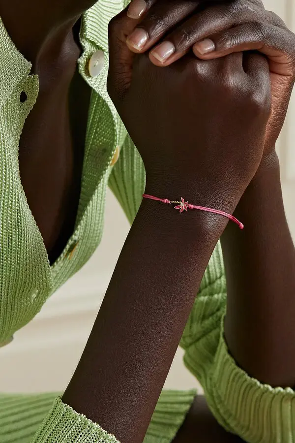 Yvonne Léon 9-karat Cord, Enamel And Diamond Bracelet