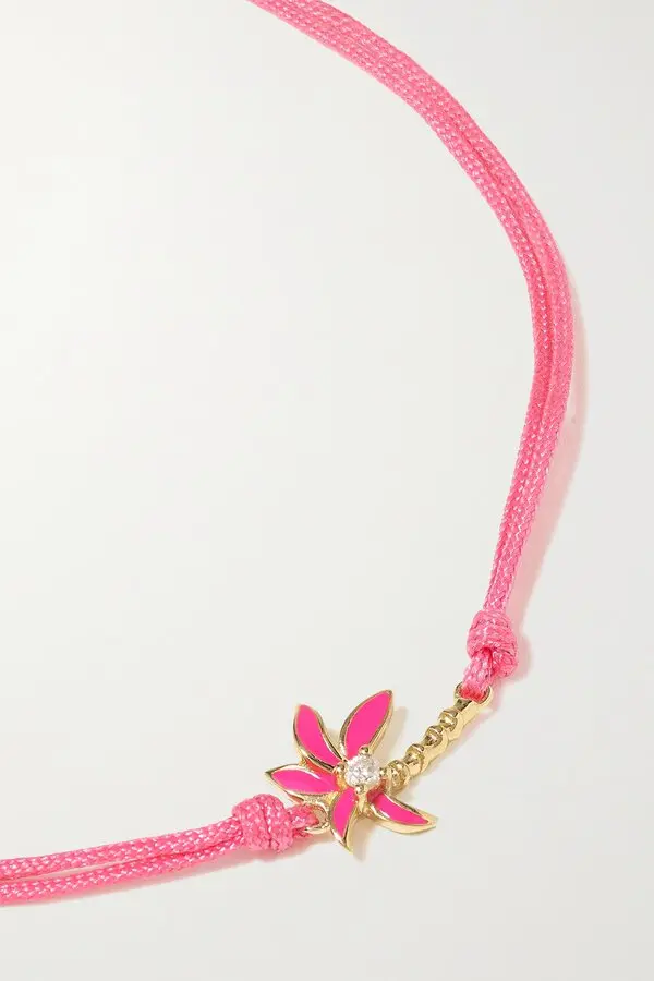 Yvonne Léon 9-karat Cord, Enamel And Diamond Bracelet