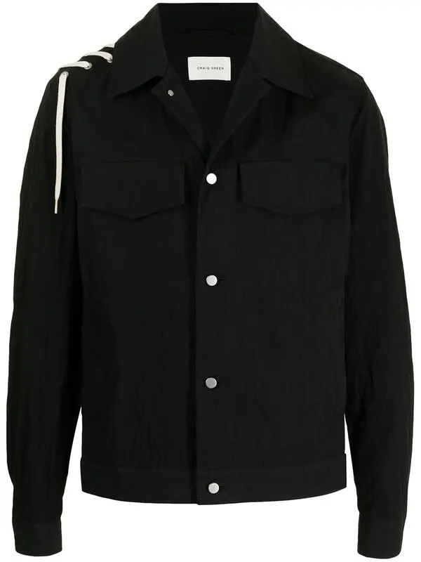 Craig Green Lace-Up Detail Worker Jacket In Black - 36% Off