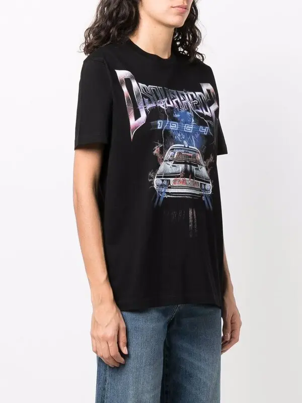 Dsquared2 1964 Car-Print Cotton T-Shirt In Black - 60% Off