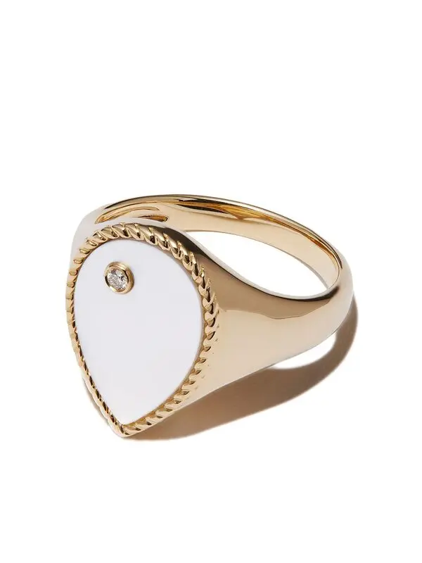 Yvonne Léon 9kt Pearl And Diamond Signet Ring - Gold