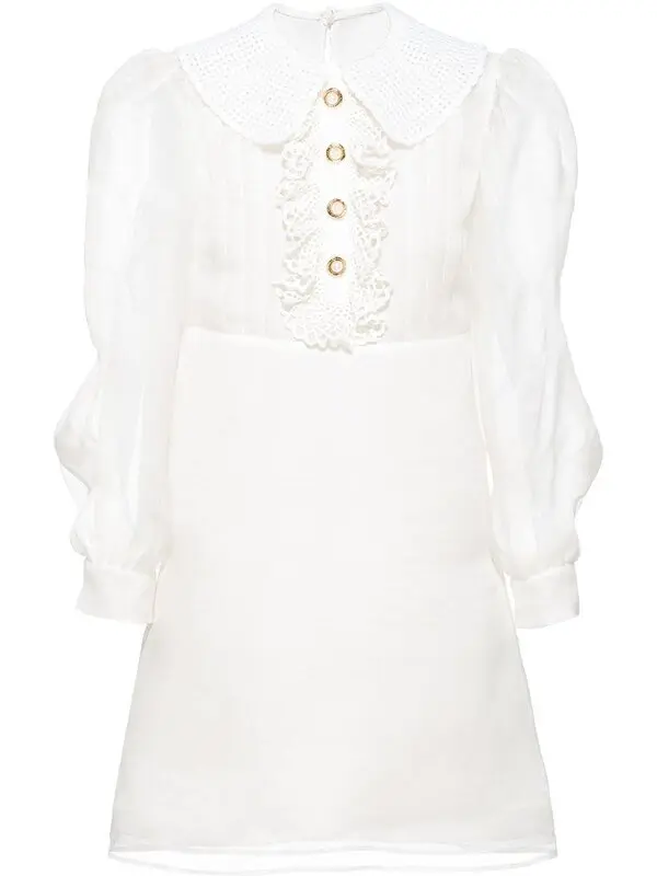miu miu green organza mini dress Miu Miu V-neck Organza-trimmed Velvet Minidress – Petite Chérie main image 0