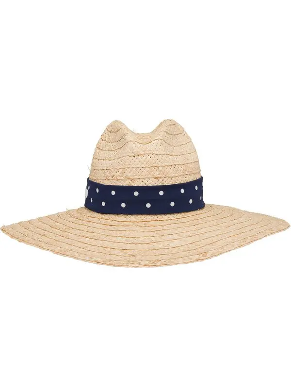 ✨Miu Miu Straw Hat with Polka Dot Bow – Khaki Miu Miu Drill Hat - Khaki/White | Editorialist main image 4