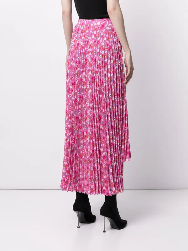 Balenciaga Floral-print Asymmetric Pleated Skirt