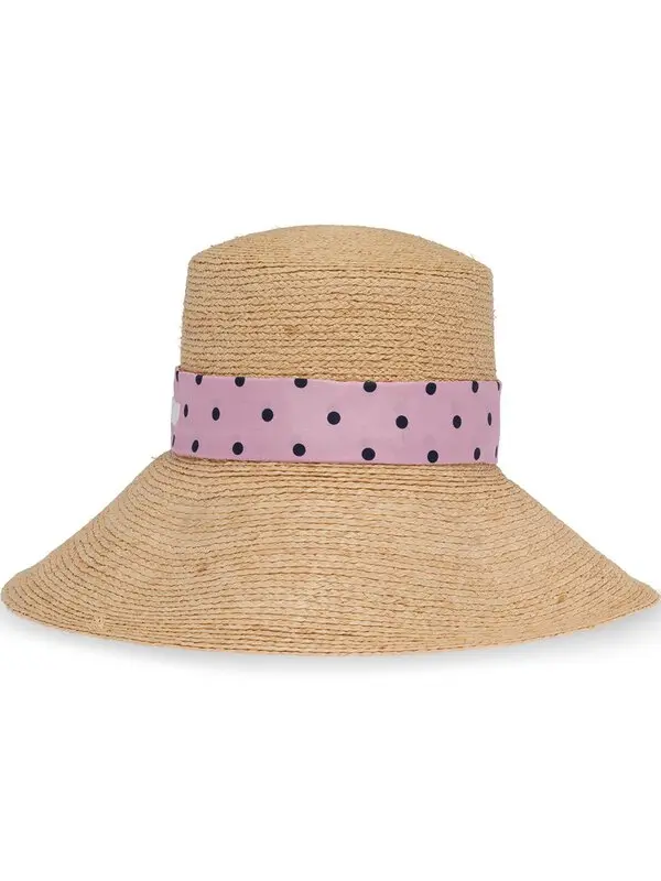 Miu Miu Straw Hat with Dot Scarf Chalk White/black Printed Twill Scarf | Miu Miu main image 4