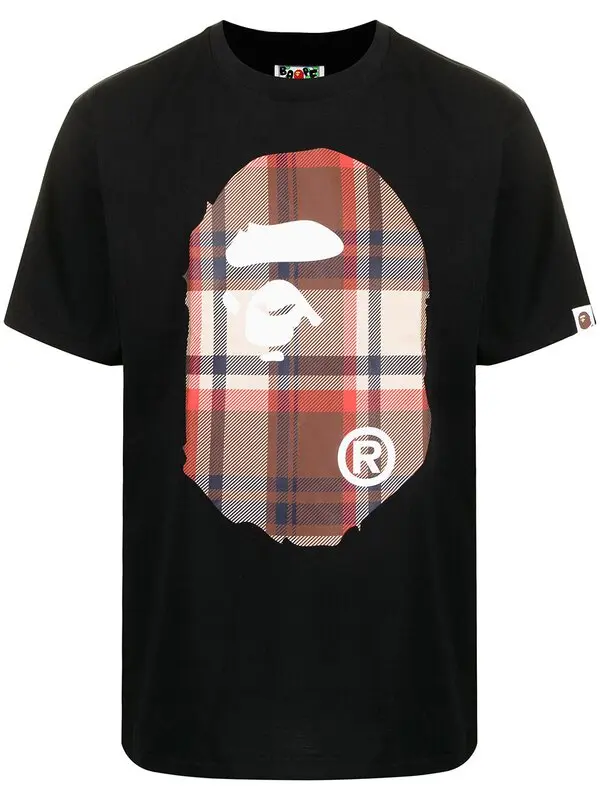 A Bathing Ape® Bape Check Big Ape Head T-Shirt - Black | Editorialist