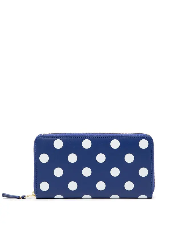 Comme Des Garçons Polka Dot-print Zip-around Wallet - Blue