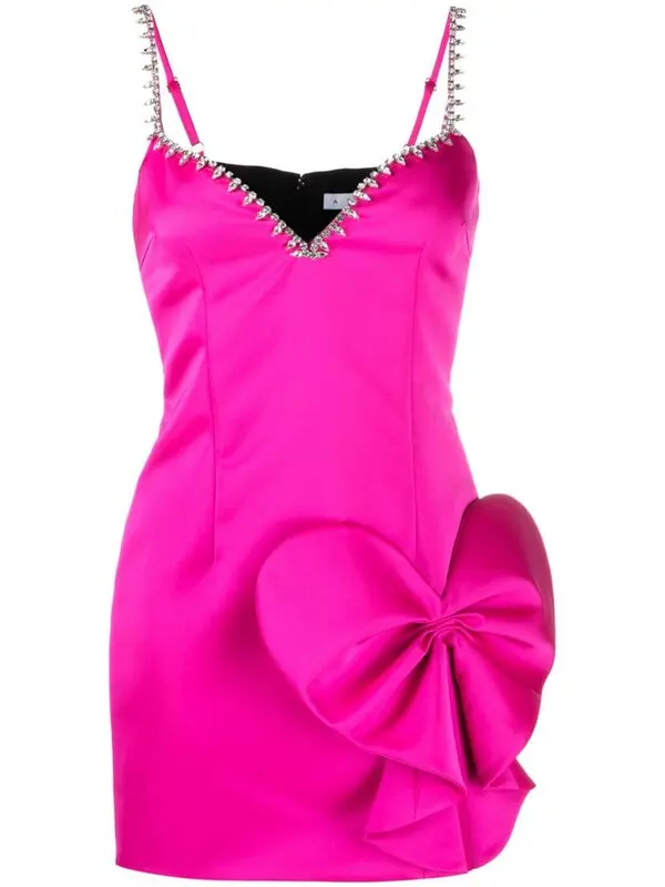 Area Rhinestone-Trimmed Bow Dress - Pink | Editorialist