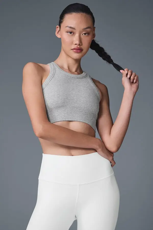 Alo Yoga Seamless Delight High Neck Tank - Athletic Heather Grey