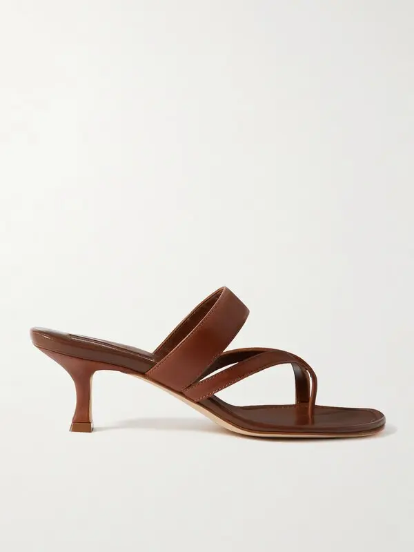 Manolo Blahnik Susa 50 Leather Sandals - Brown