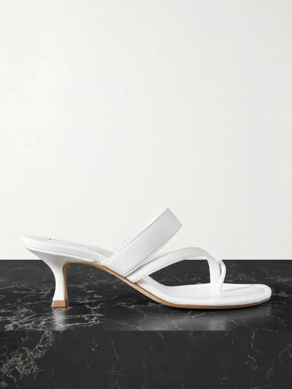 Manolo Blahnik Susa 50 Leather Sandals - White