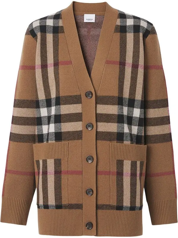Burberry Checked Wool-cashmere Cardigan