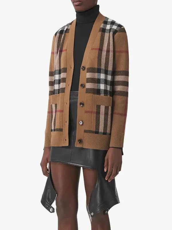 Burberry Checked Wool-cashmere Cardigan