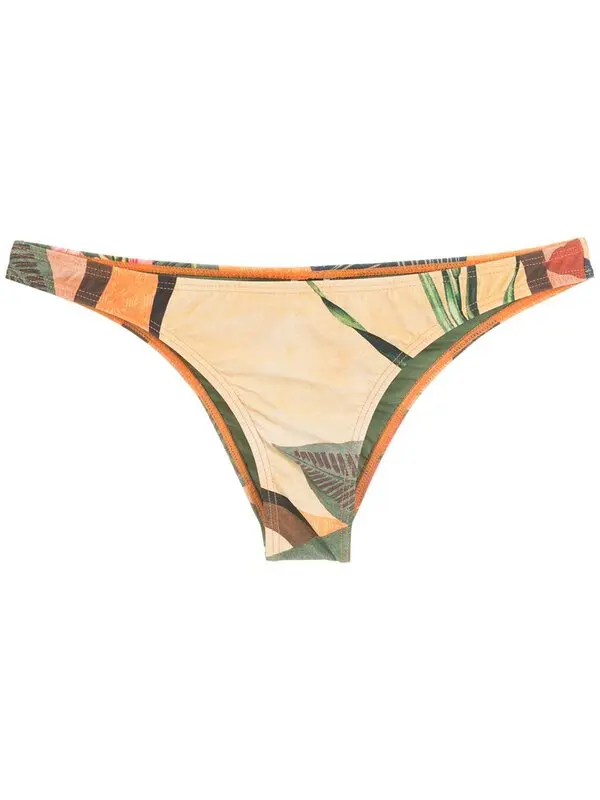 LYGIA & NANNY Poipu Leaf-print Bikini Bottom - Yellow