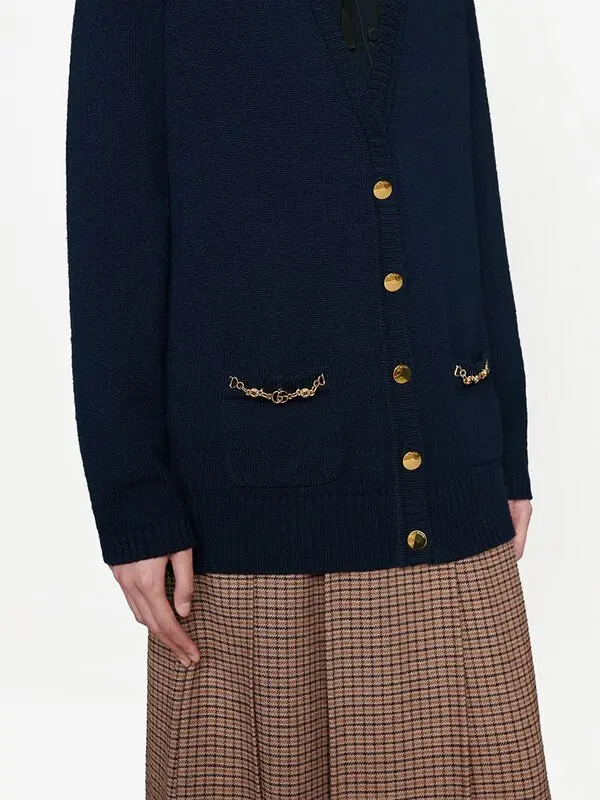Gucci Chain-trim Button-front Knitted Cardigan