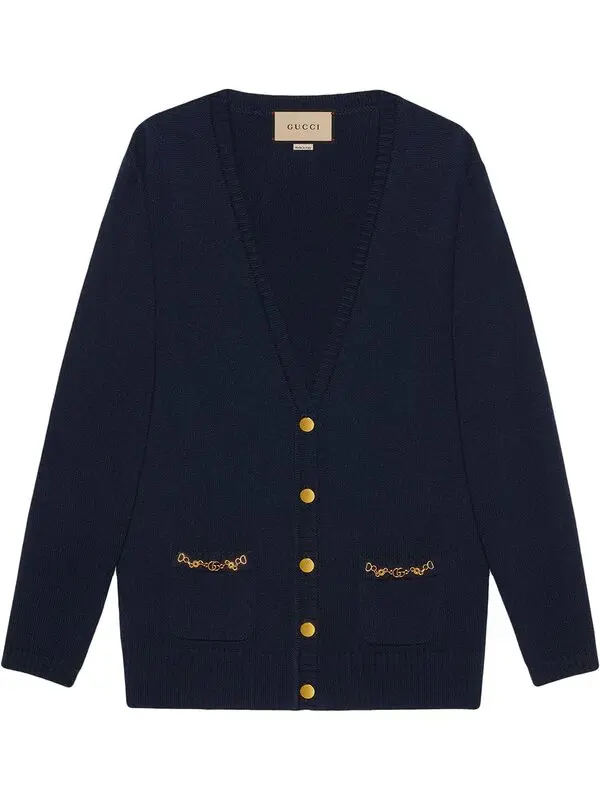 Gucci Chain-trim Button-front Knitted Cardigan
