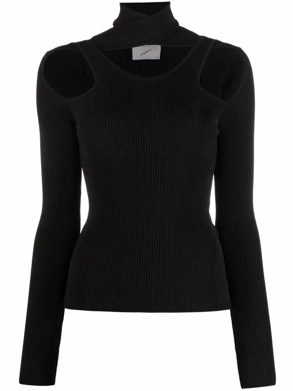 Coperni Cut-out Ribbed Sweater - Black