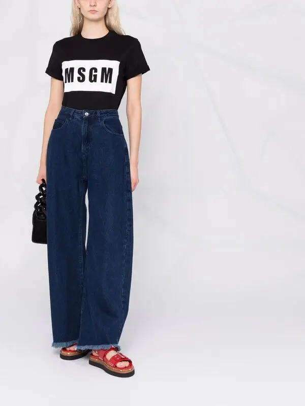 MSGM Logo-print Cotton T-shirt - Black