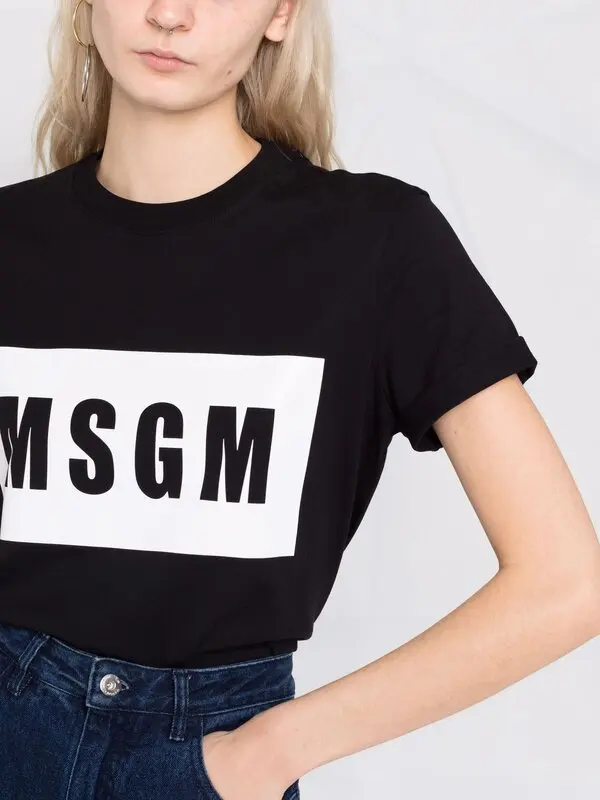 MSGM Logo-print Cotton T-shirt - Black