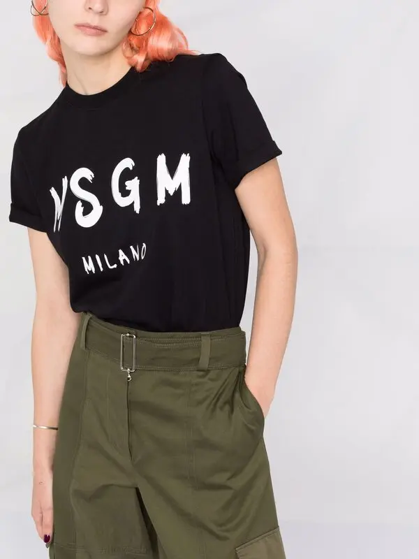 MSGM Logo-print Short-sleeved T-shirt - Black