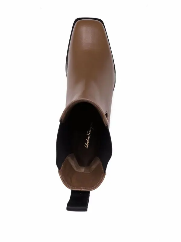 FERRAGAMO Wedge Leather Chelsea Boots - Brown