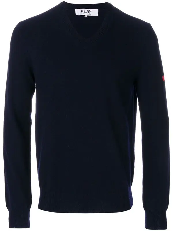 Play Comme Des Garcon Heart-patch Sweater - Blue