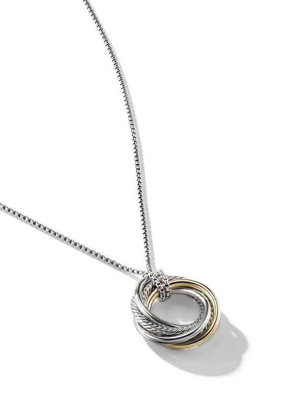 David Yurman 14kt Yellow Gold And Sterling Crossover Pendant Necklace - Silver