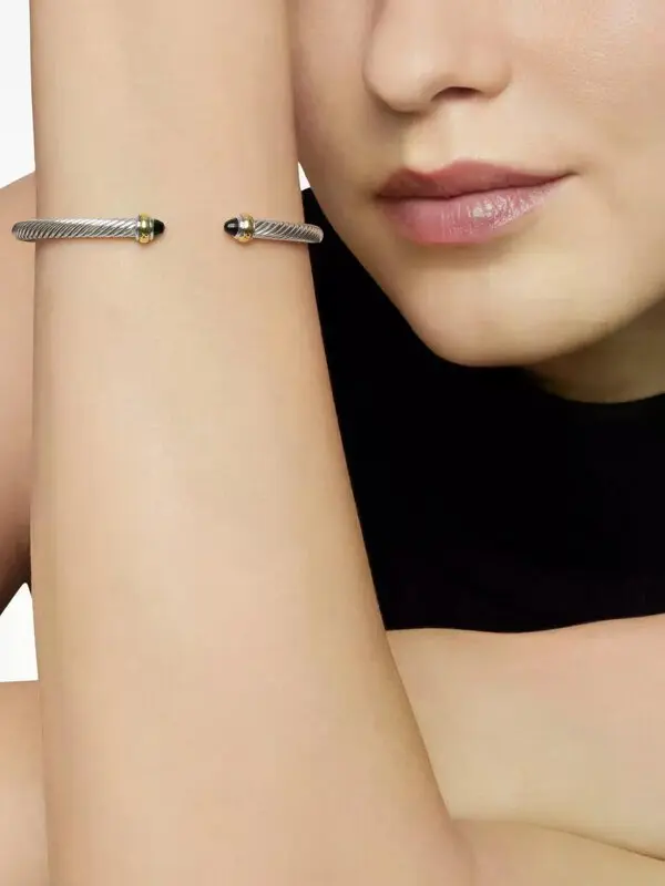 David Yurman 18kt Yellow Gold And Sterling Classic Cable Bracelet - Silver