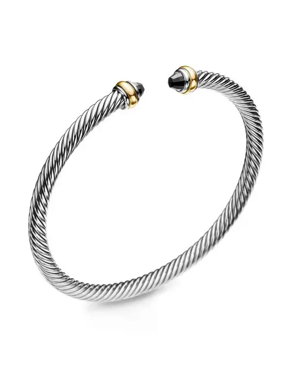 David Yurman 18kt Yellow Gold And Sterling Classic Cable Bracelet - Silver