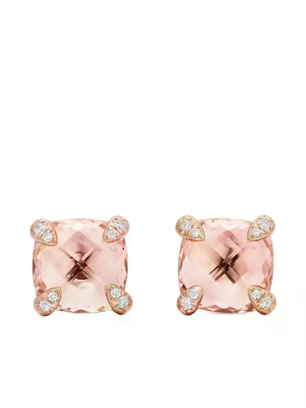 David Yurman 18kt Rose Gold Chatelaine Morganite And Diamond Stud Earrings - Pink