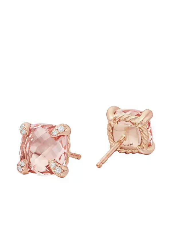 David Yurman 18kt Rose Gold Chatelaine Morganite And Diamond Stud Earrings - Pink