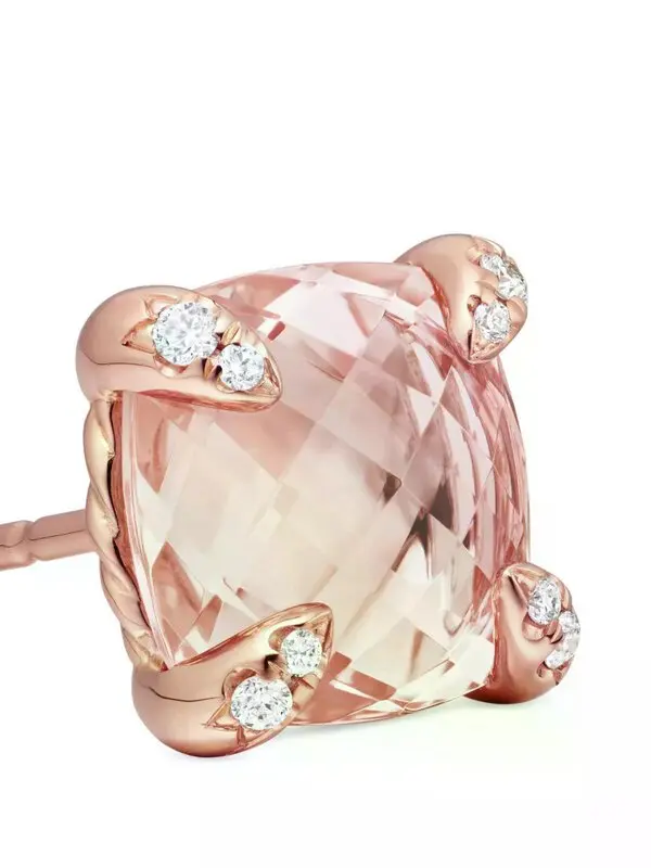 David Yurman 18kt Rose Gold Chatelaine Morganite And Diamond Stud Earrings - Pink