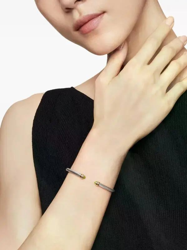 David Yurman 18kt Yellow Gold And Sterling Classic Cable Bracelet - Silver