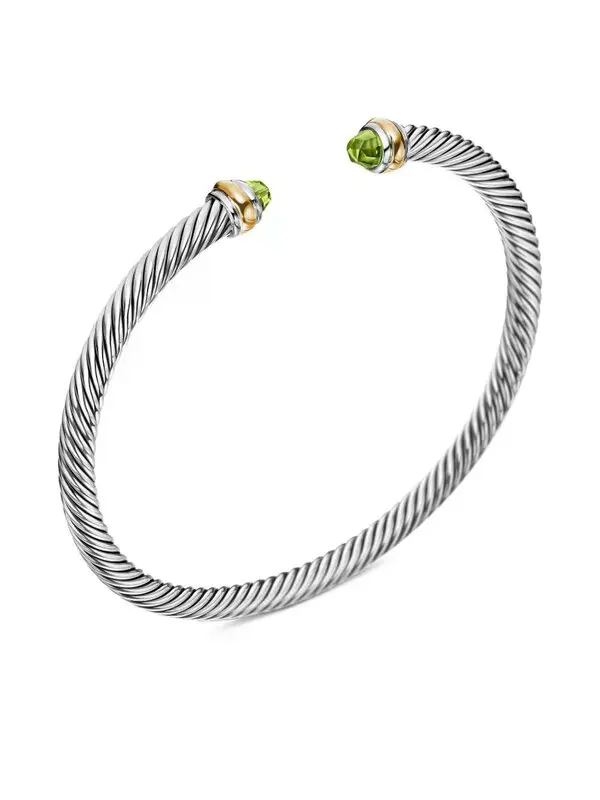 David Yurman 18kt Yellow Gold And Sterling Classic Cable Bracelet - Silver