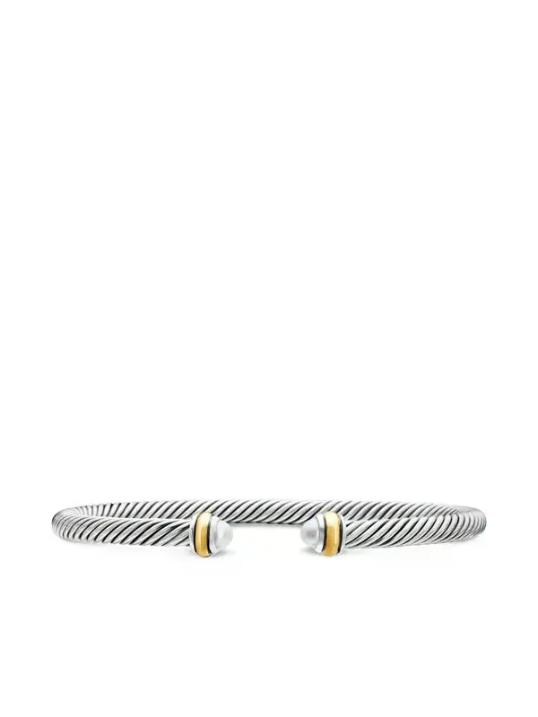 David Yurman 18kt Yellow Gold And Sterling Classic Cable Bracelet - Silver
