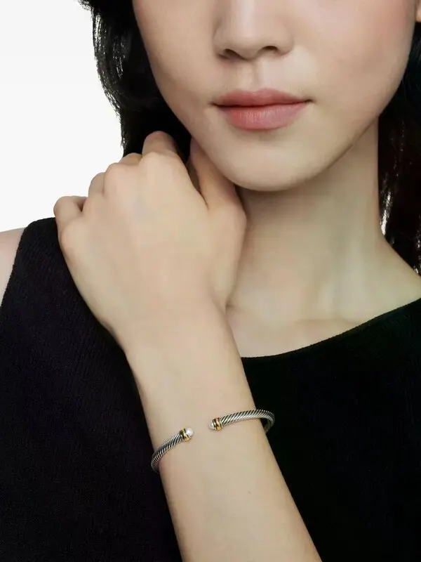 David Yurman 18kt Yellow Gold And Sterling Classic Cable Bracelet - Silver