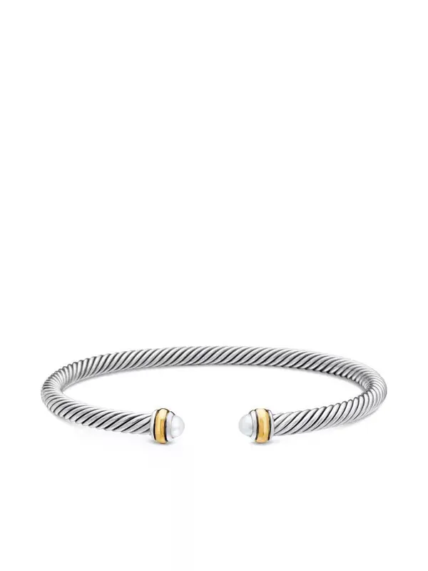 David Yurman 18kt Yellow Gold And Sterling Classic Cable Bracelet - Silver