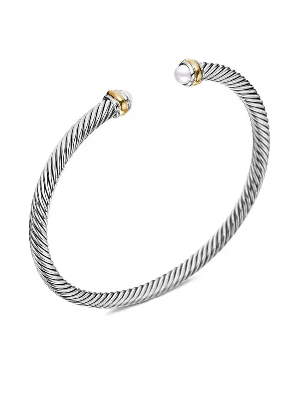 David Yurman 18kt Yellow Gold And Sterling Classic Cable Bracelet - Silver