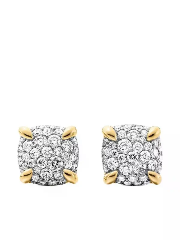 David Yurman 18kt Yellow Diamond Pavé Stud Earrings - Gold