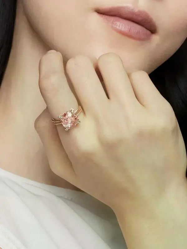 David Yurman 18kt Rose Gold Chatelaine Morganite And Diamond Ring - Pink