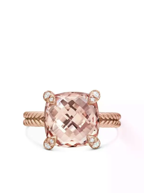 David Yurman 18kt Rose Gold Chatelaine Morganite And Diamond Ring - Pink
