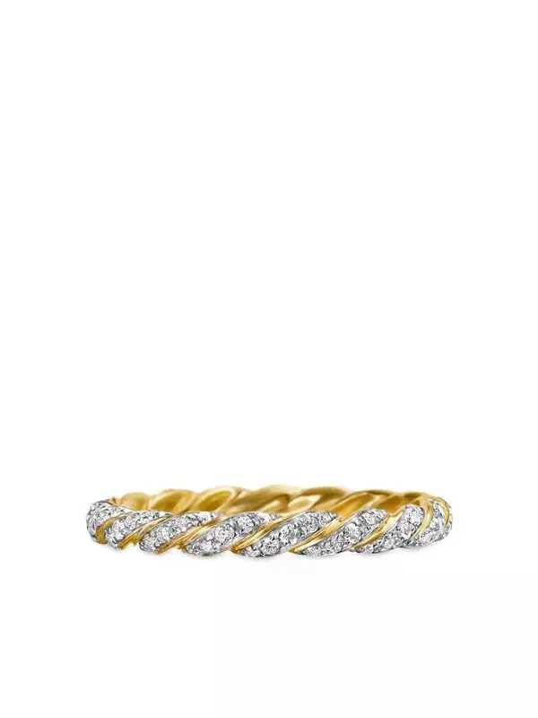 David Yurman 18kt Yellow Pavé Diamond Band Ring - Gold